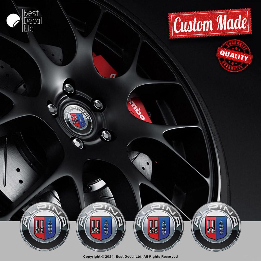 Set of 4 Alpina Center Wheel Caps Stickers Custom Handmade Decals Rim ...