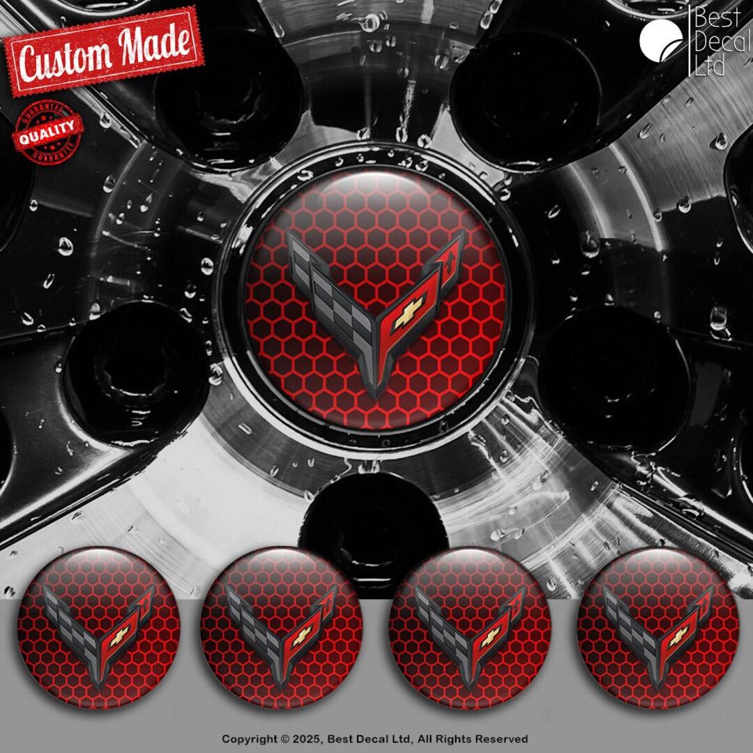 Set of 4 Corvette C8 Center Wheel Cap Stickers Custom Handmade Decals ...