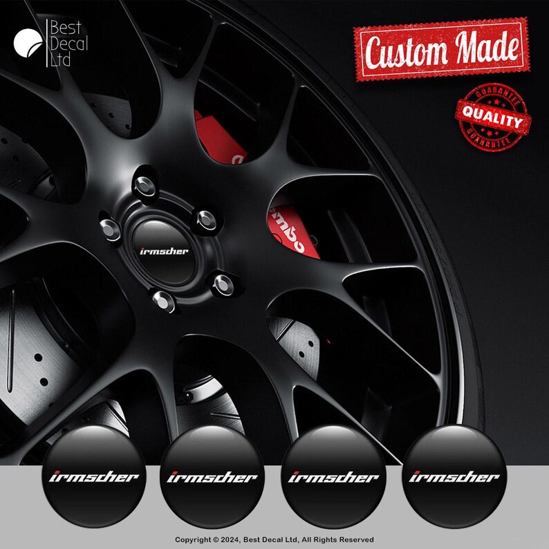 Set of 4 Irmscher Center Wheel Caps Stickers Custom Handmade Decals Rim ...