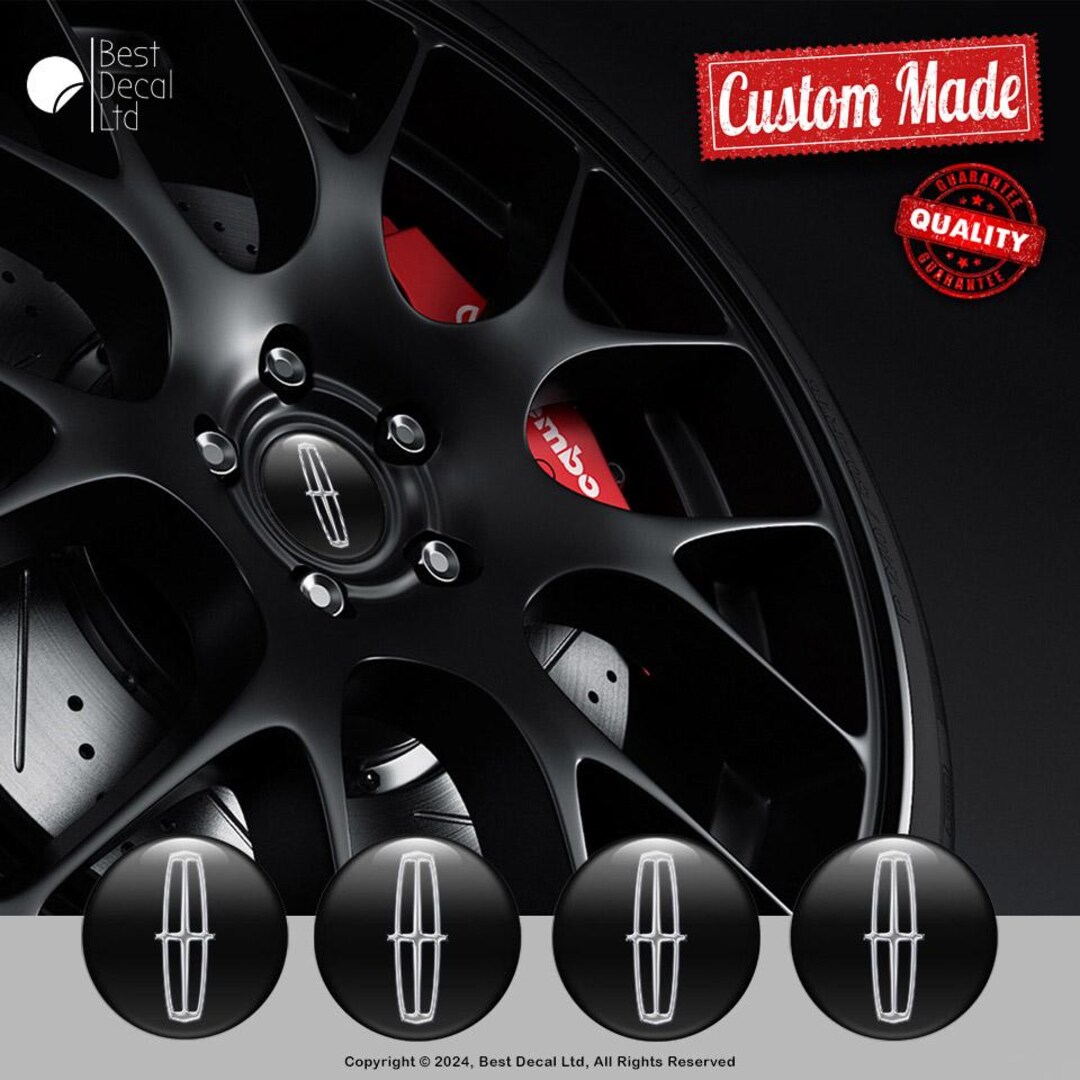 Set of 4 Lincoln Center Wheel Caps Stickers Custom Handmade Decals Rim ...