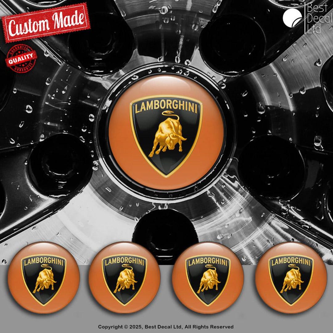 Set of 4 Lamborghini Decals Center Wheel Cap Stickers Custom Handmade ...