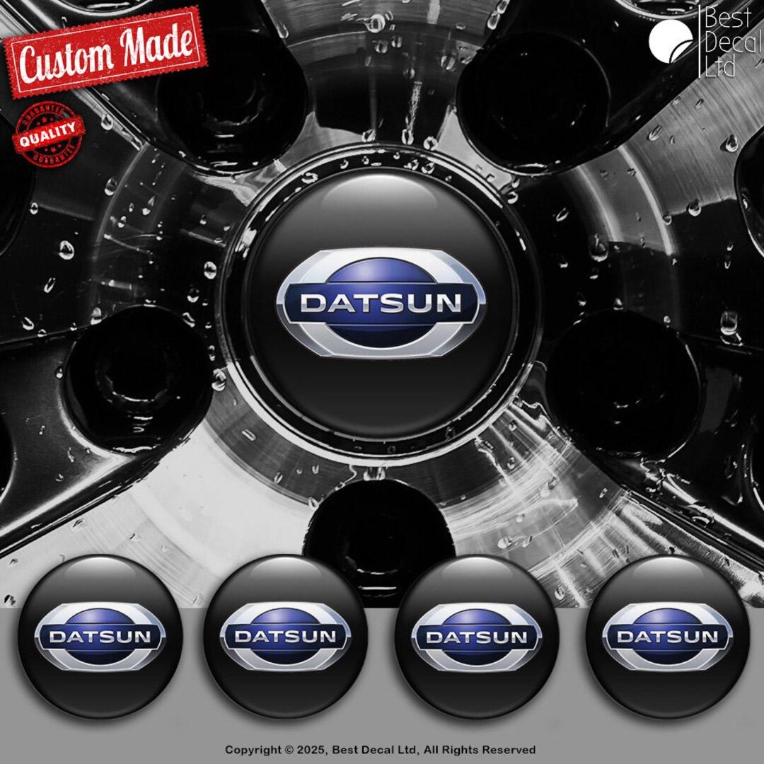 Set of 4 Datsun Decals Center Wheel Cap Stickers Custom Handmade Rim ...