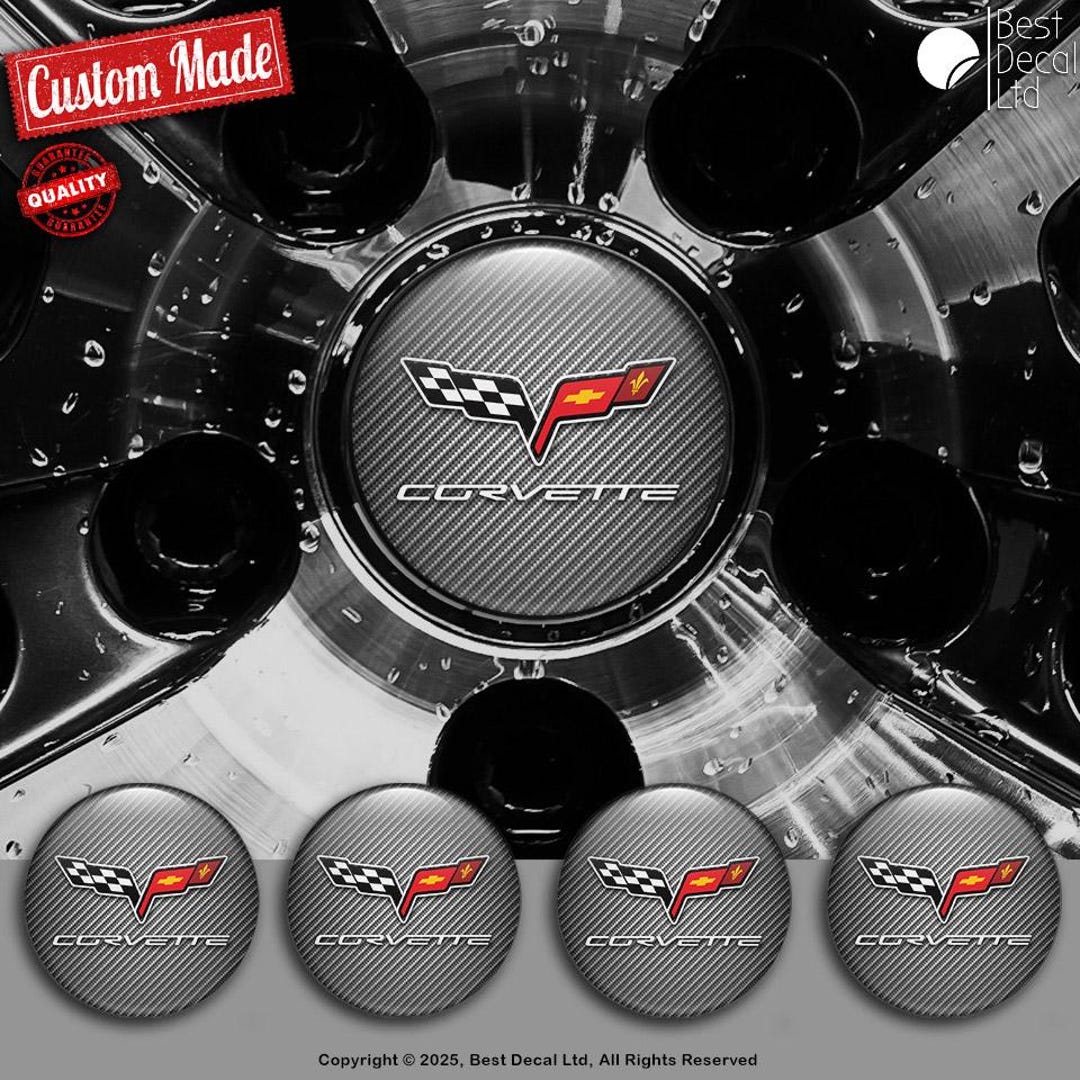 Set of 4 Corvette C6 Decals Center Wheel Cap Stickers Custom Handmade ...