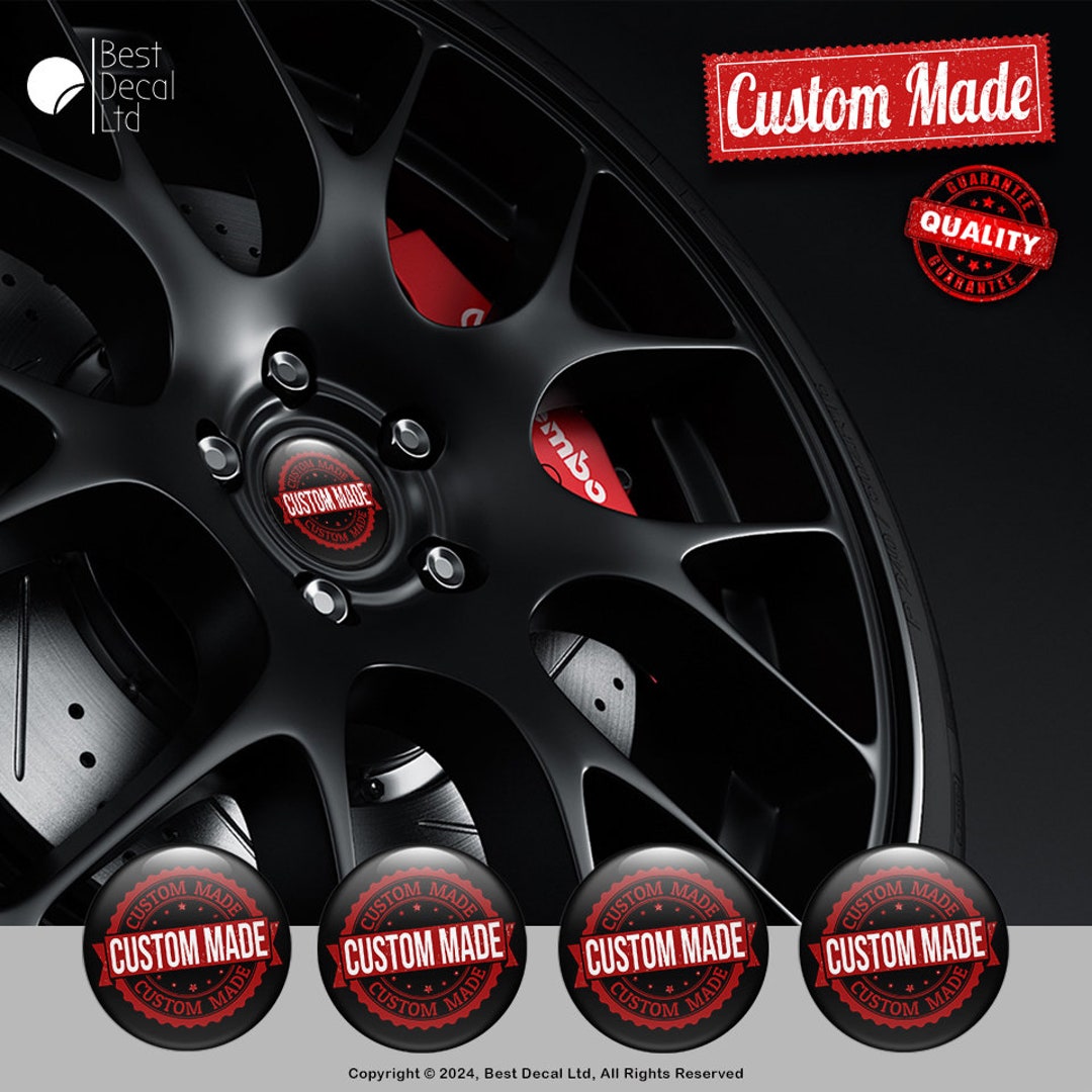 Set of 4 Center Wheel Caps Stickers Custom Made Decals Rim Emblems ...