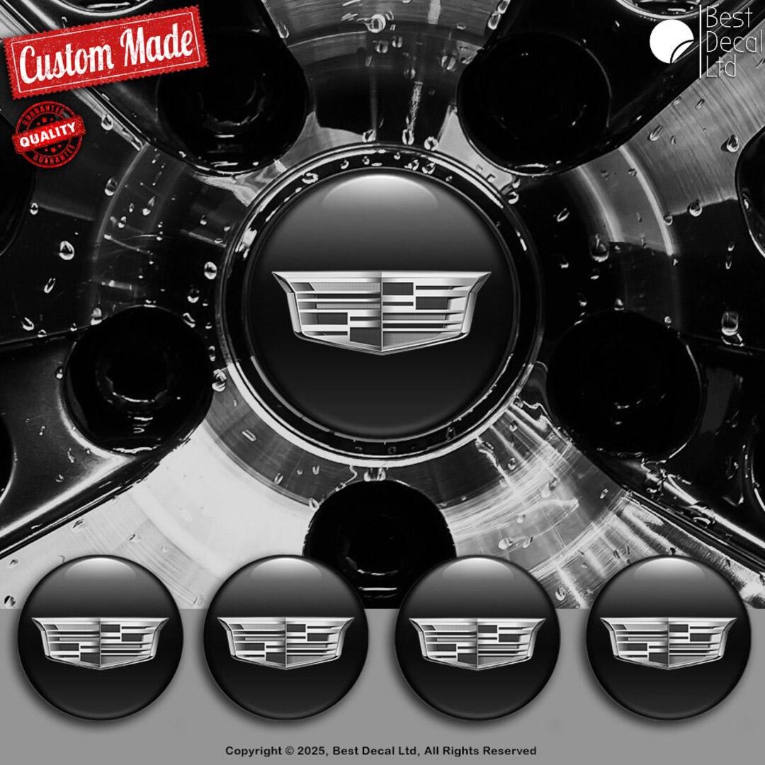 Set of 4 Cadillac Center Wheel Cap Stickers Custom Handmade Decals Rim ...
