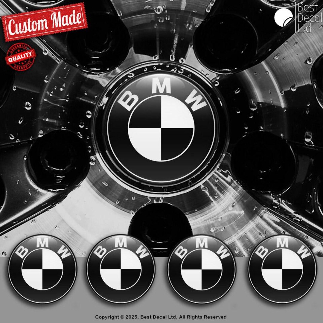 Set of 4 BMW Decals Center Wheel Cap Stickers Custom Handmade Rim ...