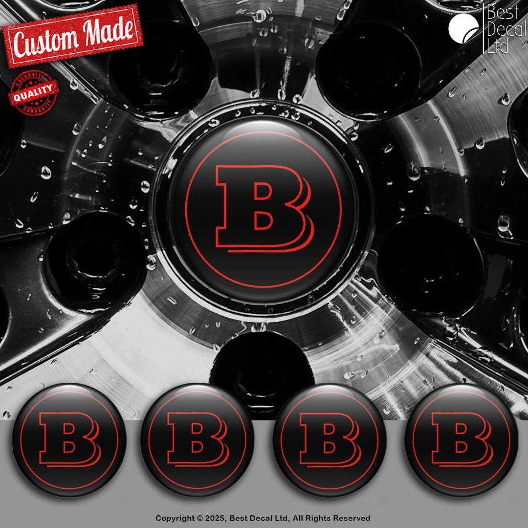 Set of 4 Brabus Decals Center Wheel Cap Stickers Custom Handmade Rim ...