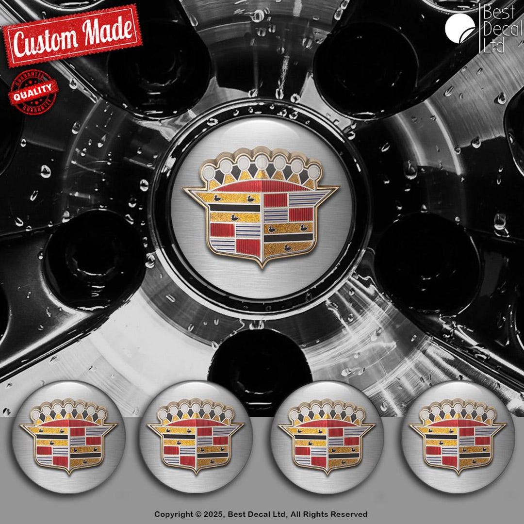 Set of 4 Cadillac Decals Center Wheel Cap Stickers Custom Handmade Rim ...