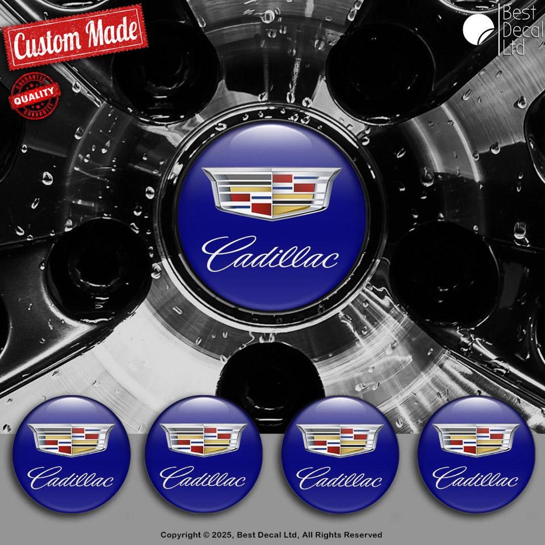 Set of 4 Cadillac Decals Center Wheel Cap Stickers Custom Handmade Rim ...