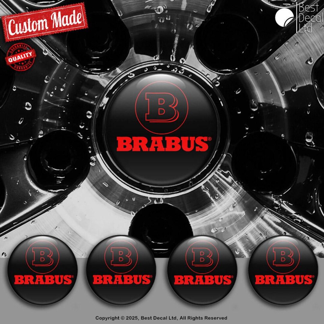 Set of 4 Brabus Decals Center Wheel Cap Stickers Custom Handmade Rim ...