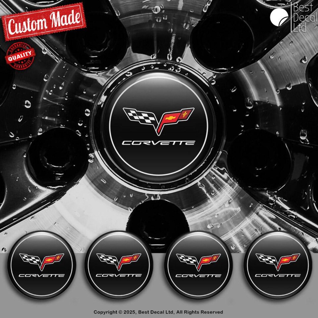Set of 4 Corvette C6 Decals Center Wheel Cap Stickers Custom Handmade ...