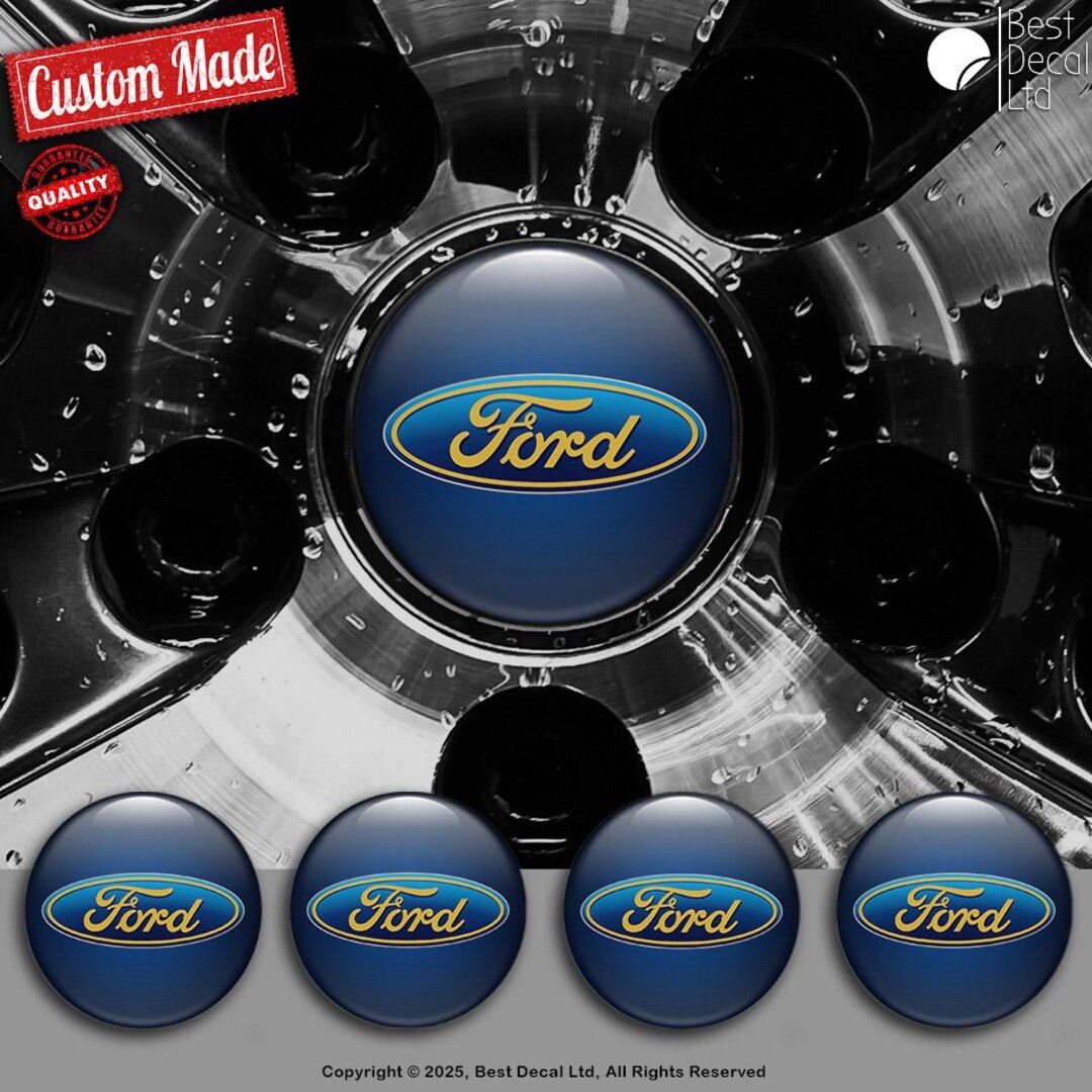 Set of 4 Ford Decals Center Wheel Cap Stickers Custom Handmade Rim ...