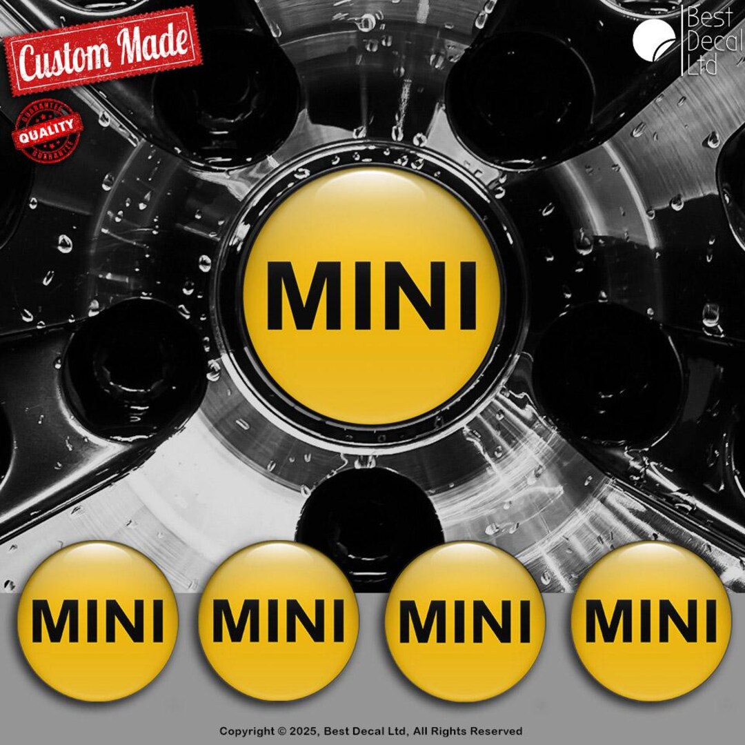 Set of 4 MINI Cooper Decals Center Wheel Cap Stickers Custom Handmade ...