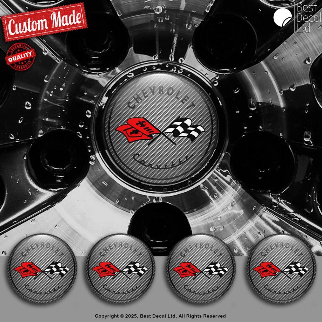 Set of 4 Corvette C3 Decals Center Wheel Cap Stickers Custom Handmade ...