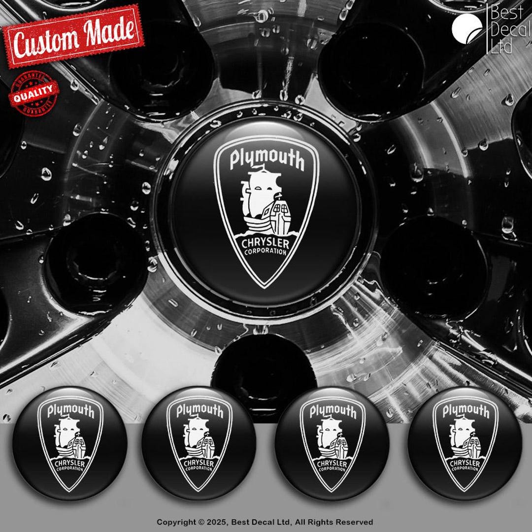 Set of 4 Plymouth Decals Center Wheel Cap Stickers Custom Handmade Rim ...