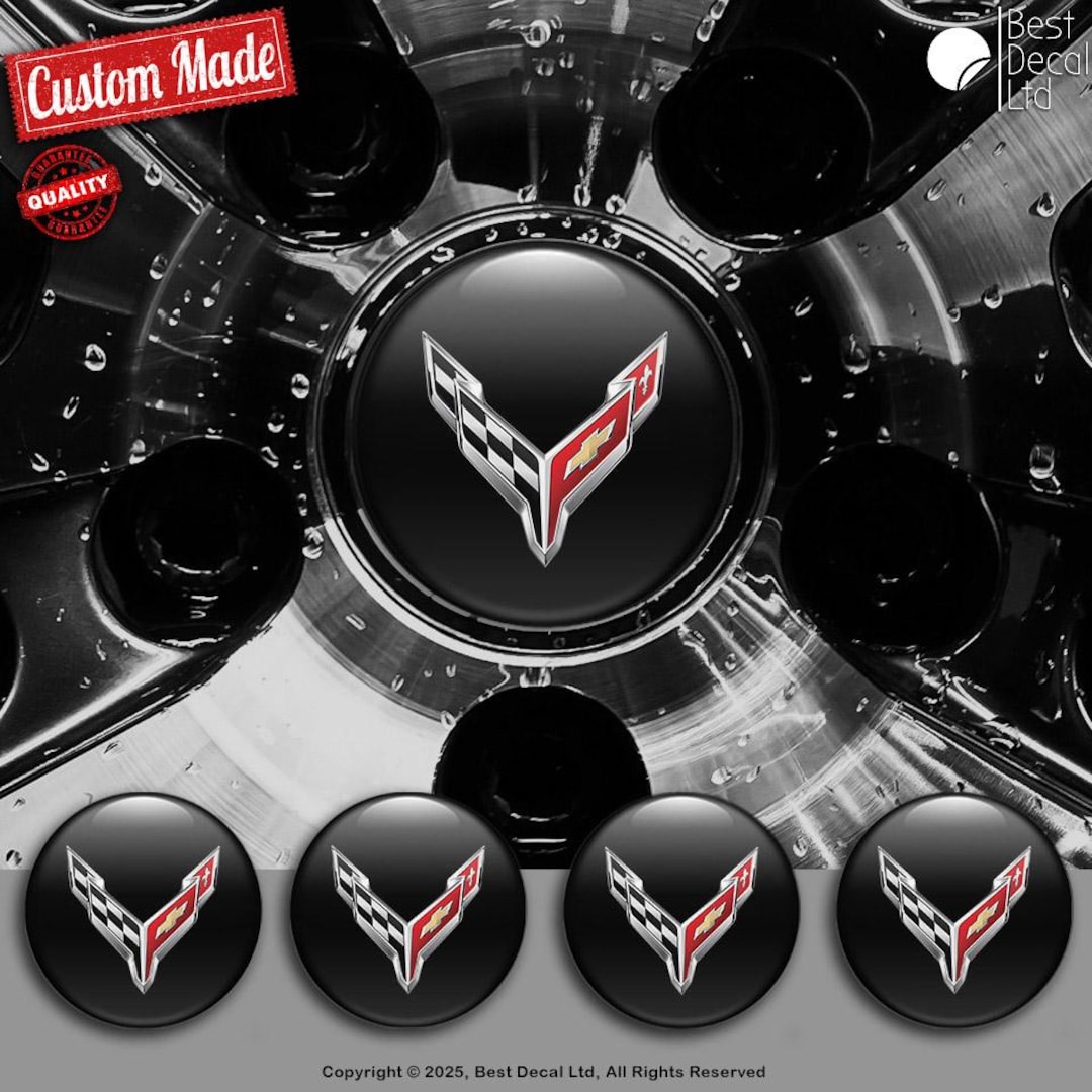 Set of 4 Corvette C8 Decals Center Wheel Cap Stickers Custom Handmade ...