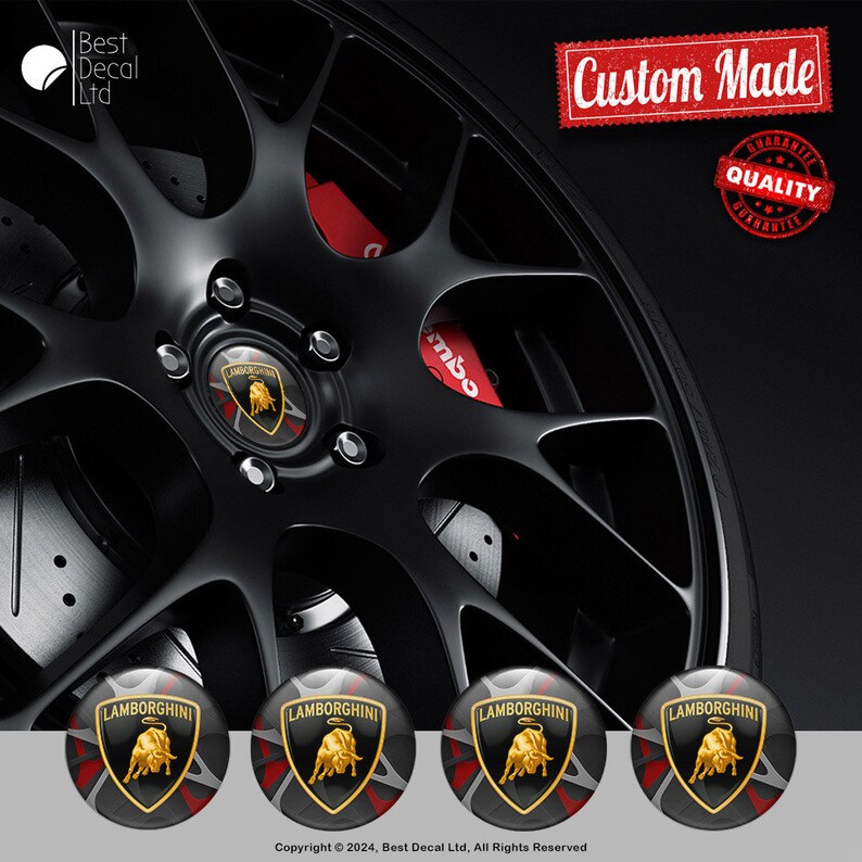 Set of 4 Lamborghini Center Wheel Caps Stickers Custom Handmade Decals ...