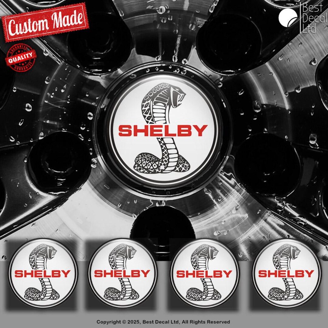 Set of 4 Shelby Decals Center Wheel Cap Stickers Custom Handmade Rim ...