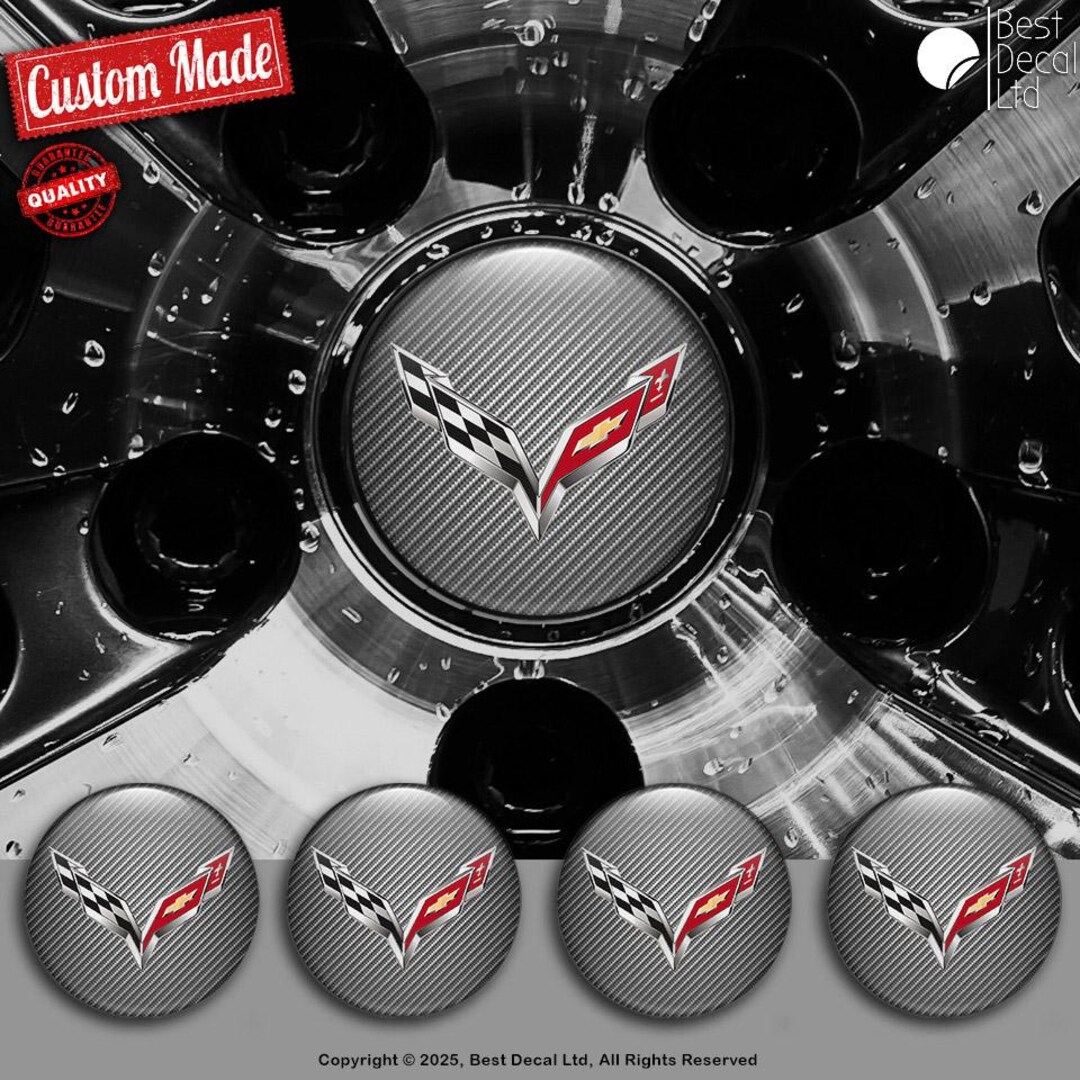 Set of 4 Corvette C7 Decals Center Wheel Cap Stickers Custom Handmade ...
