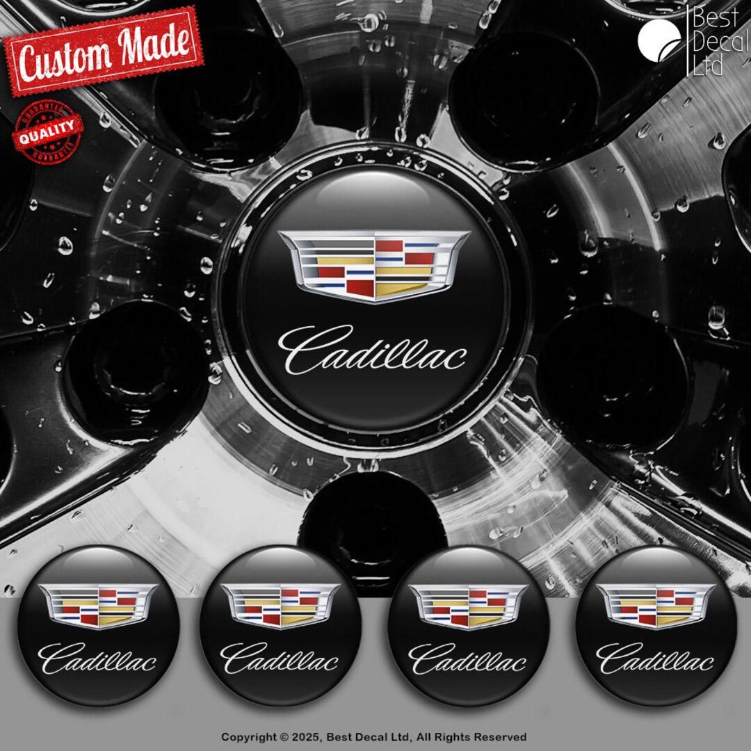 Set of 4 Cadillac Decals Center Wheel Cap Stickers Custom Handmade Rim ...