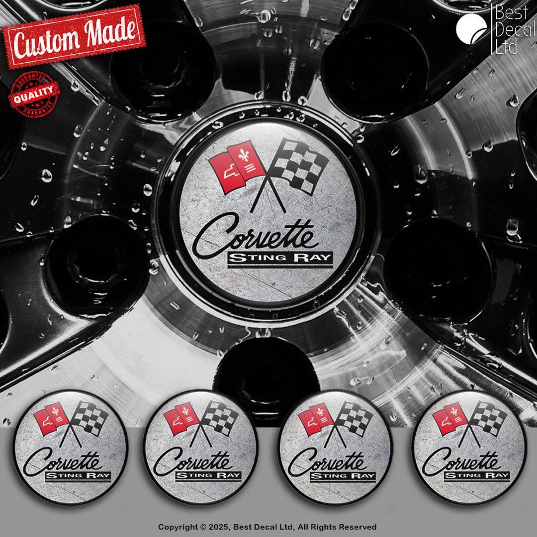 Set of 4 Corvette C3 Decals Center Wheel Cap Stickers Custom Handmade ...