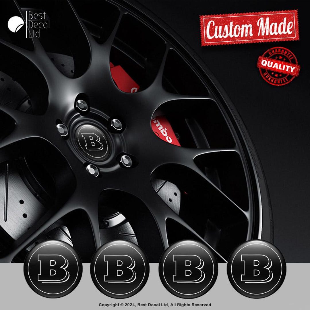 Set of 4 Brabus Center Wheel Caps Stickers Custom Handmade Decals Rim ...