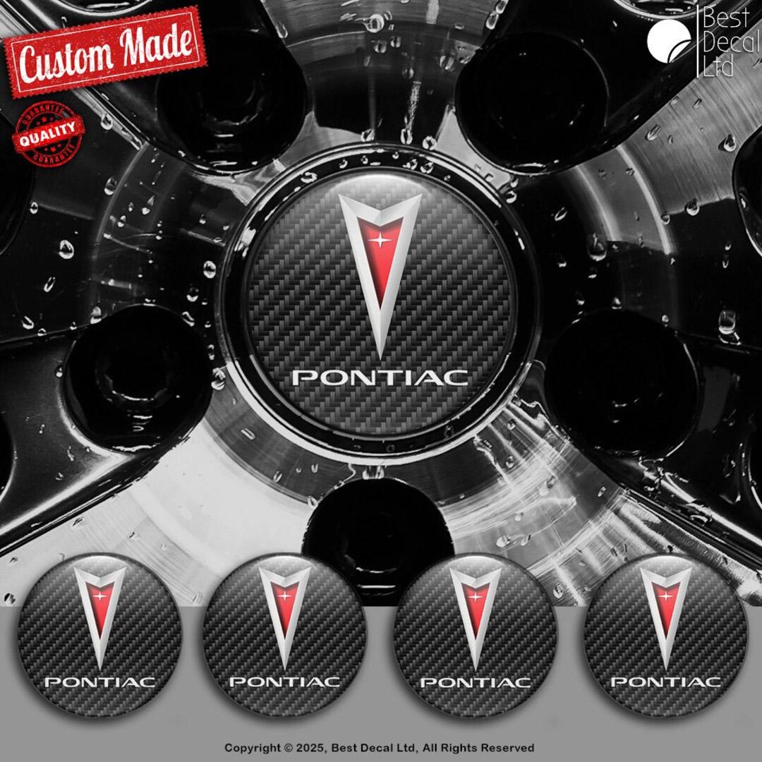 Set of 4 Pontiac Decals Center Wheel Cap Stickers Custom Handmade Rim ...