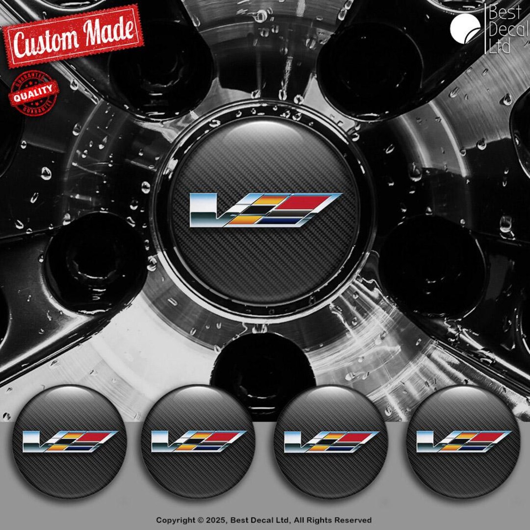 Set of 4 Cadillac V-series Decals Center Wheel Cap Stickers Custom ...
