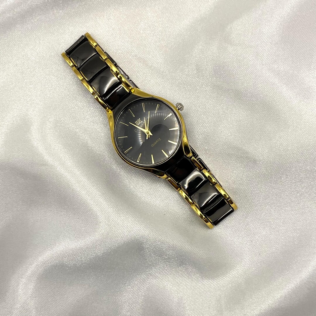 Women's Dainty Y2K Gold & Black Circle Bracelet Watch - Etsy
