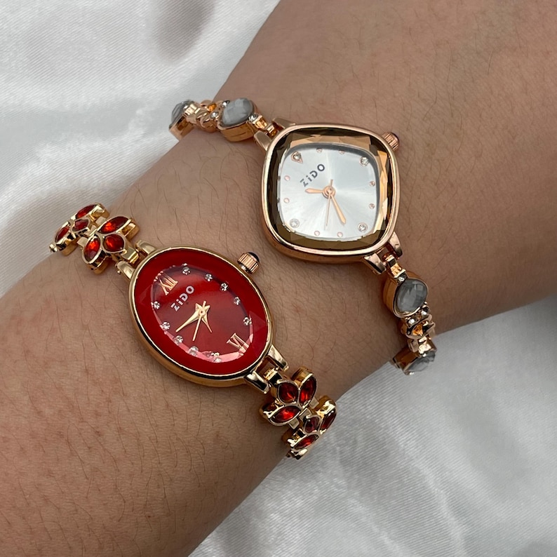 Rose Gold Crystal Bracelet Watch: Heart & Floral Y2K Style - Etsy