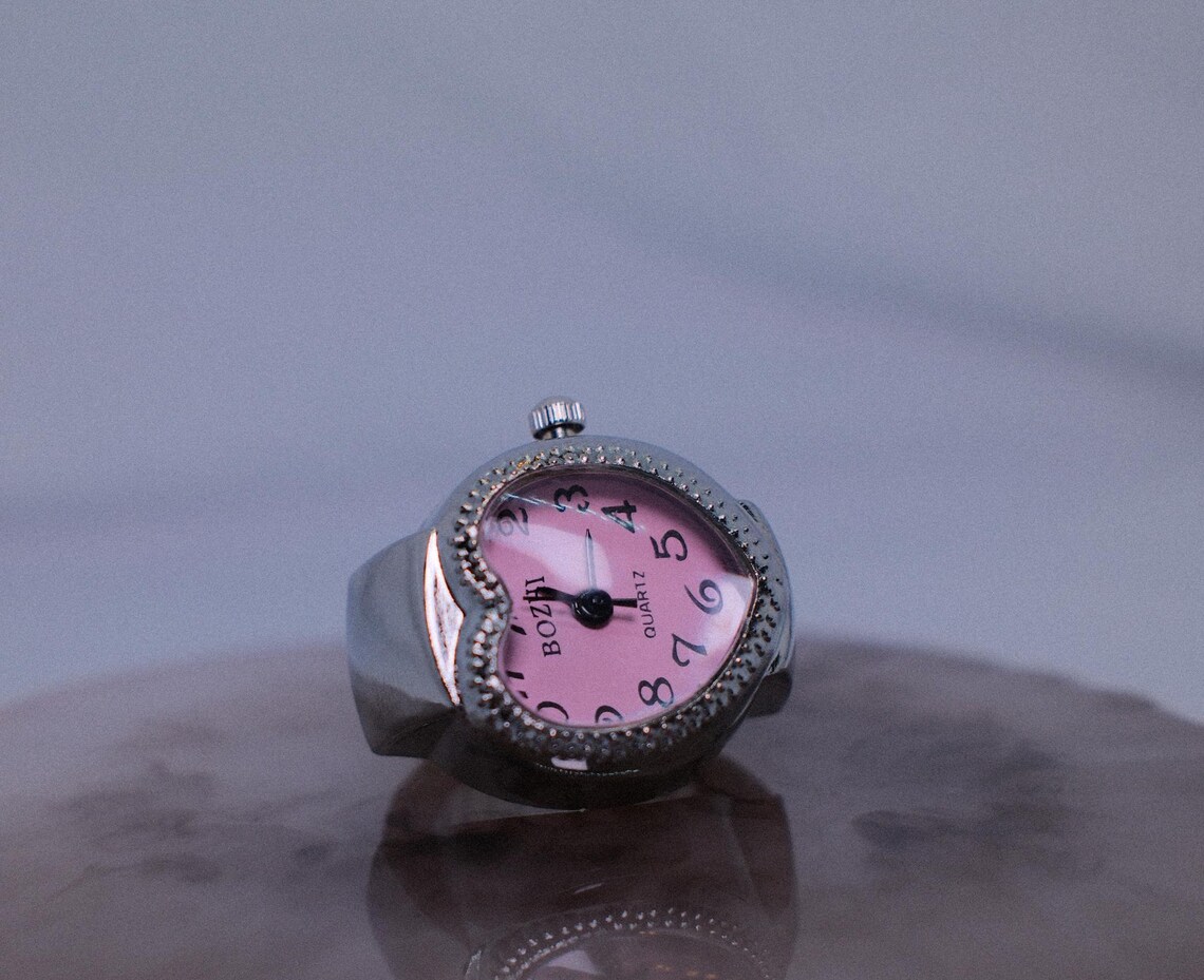 Women's Dainty Adorable Heart-shaped Pink Ring Watch - Etsy