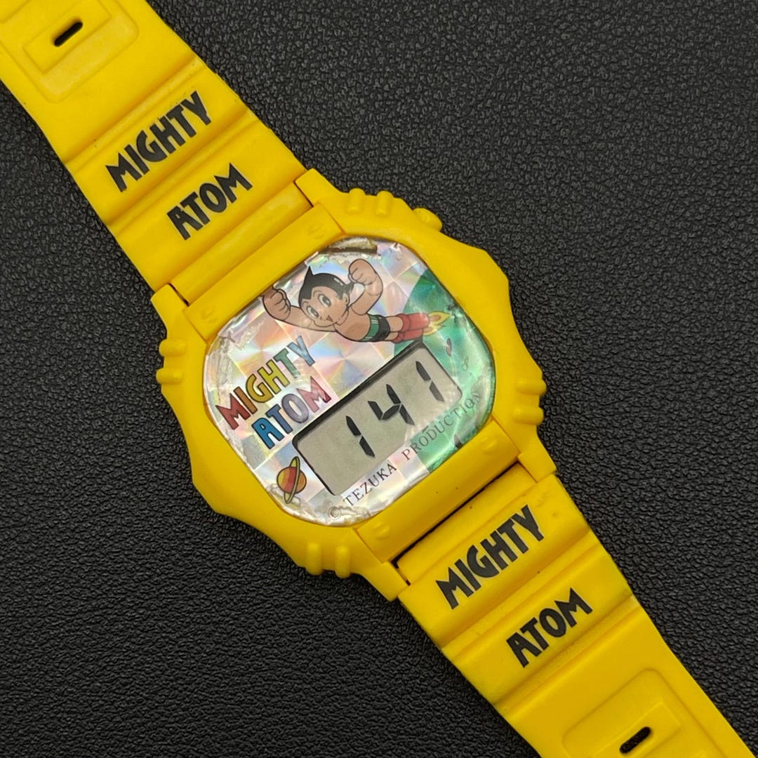 Vintage 1980s Astro Boy Digital Watch: Yellow Resin Band, Rare Working ...