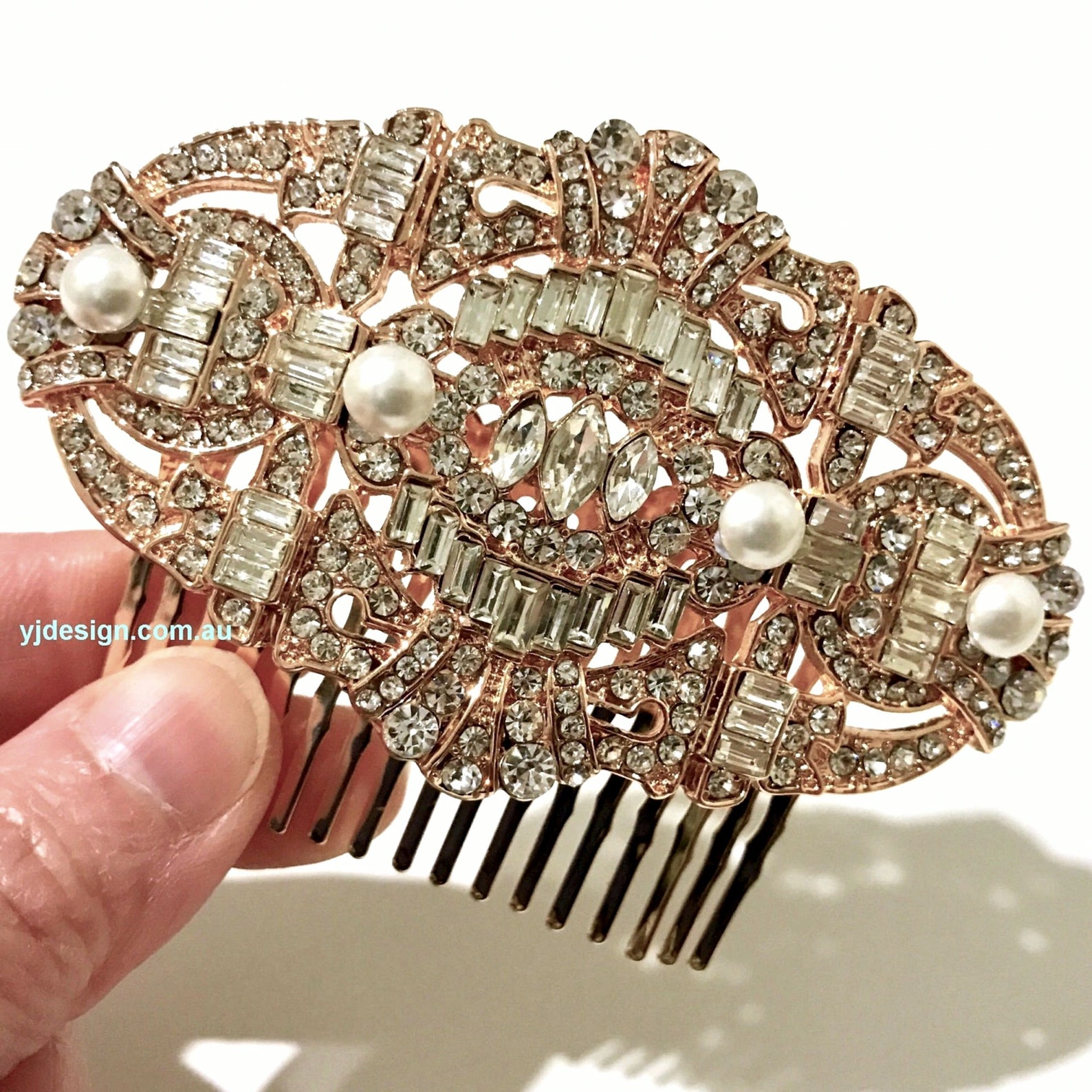 Gold Bridal Hair Comb Bridal Hair Jewelry Art Deco Wedding | Etsy