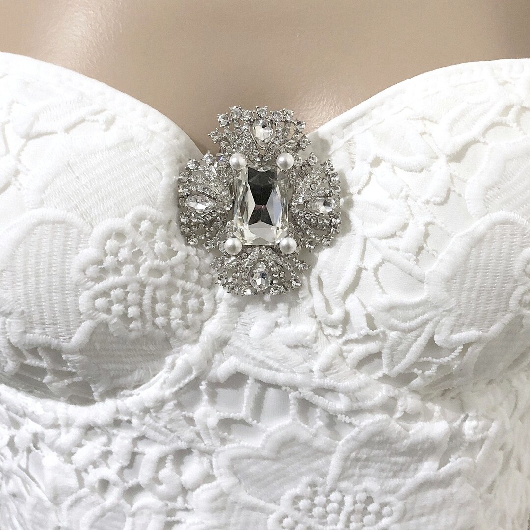 Art Deco Bridal Brooch Pin, Tudor Cross Pin, Gatsby Wedding Bustier Pin ...