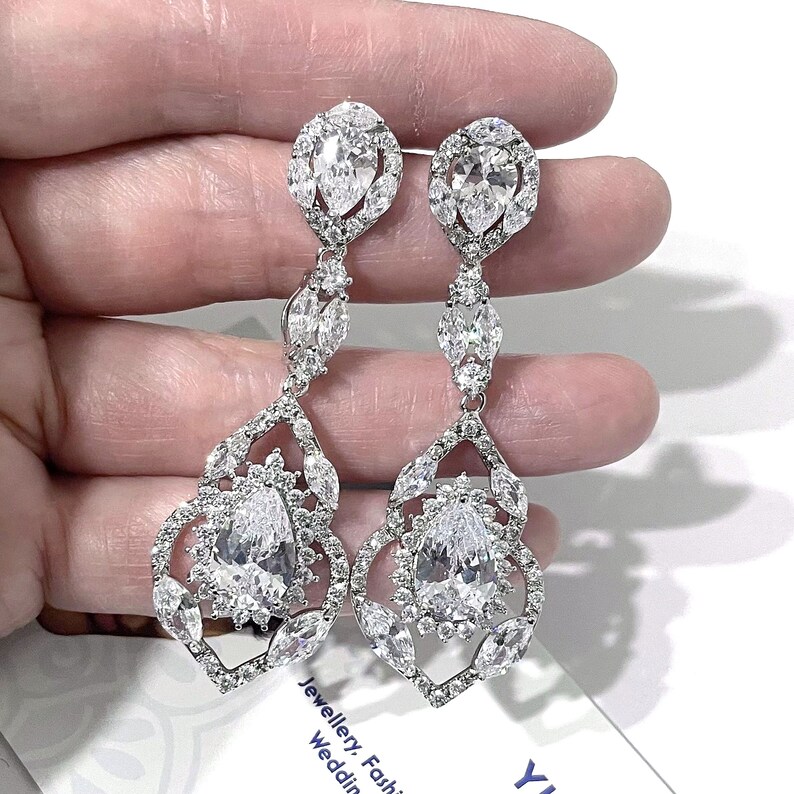 Victorian Bridal Earrings, Regency Wedding Earrings, Vintage Style Cz ...