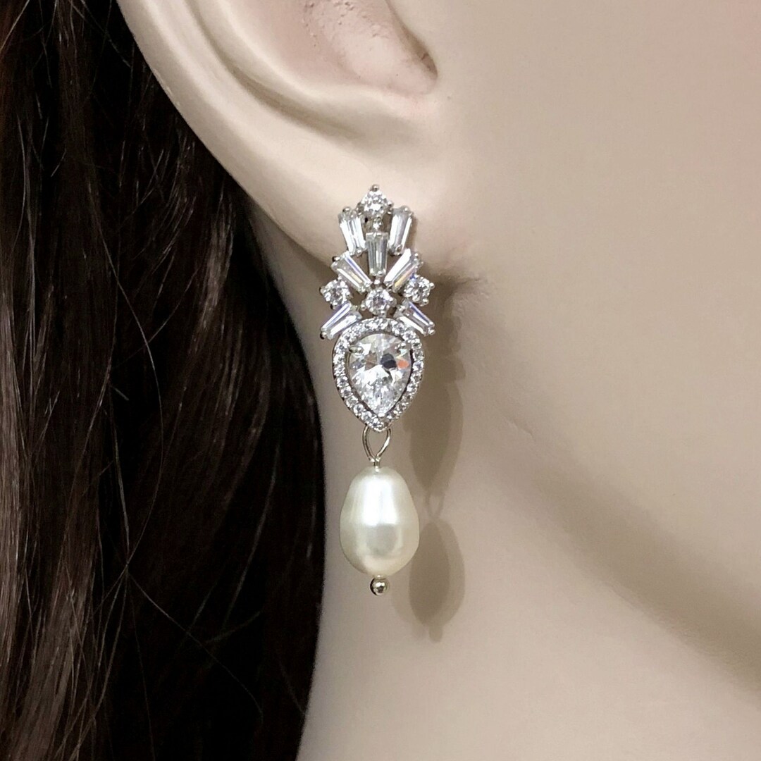 Art Deco Bridal Earrings, Vintage Style 1920s Flapper Wedding Gatsby ...