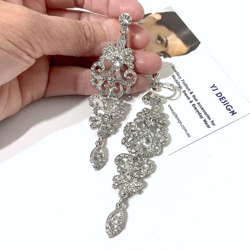 Chandelier Bridal Earrings, Clip on Earrings, Victorian Wedding ...