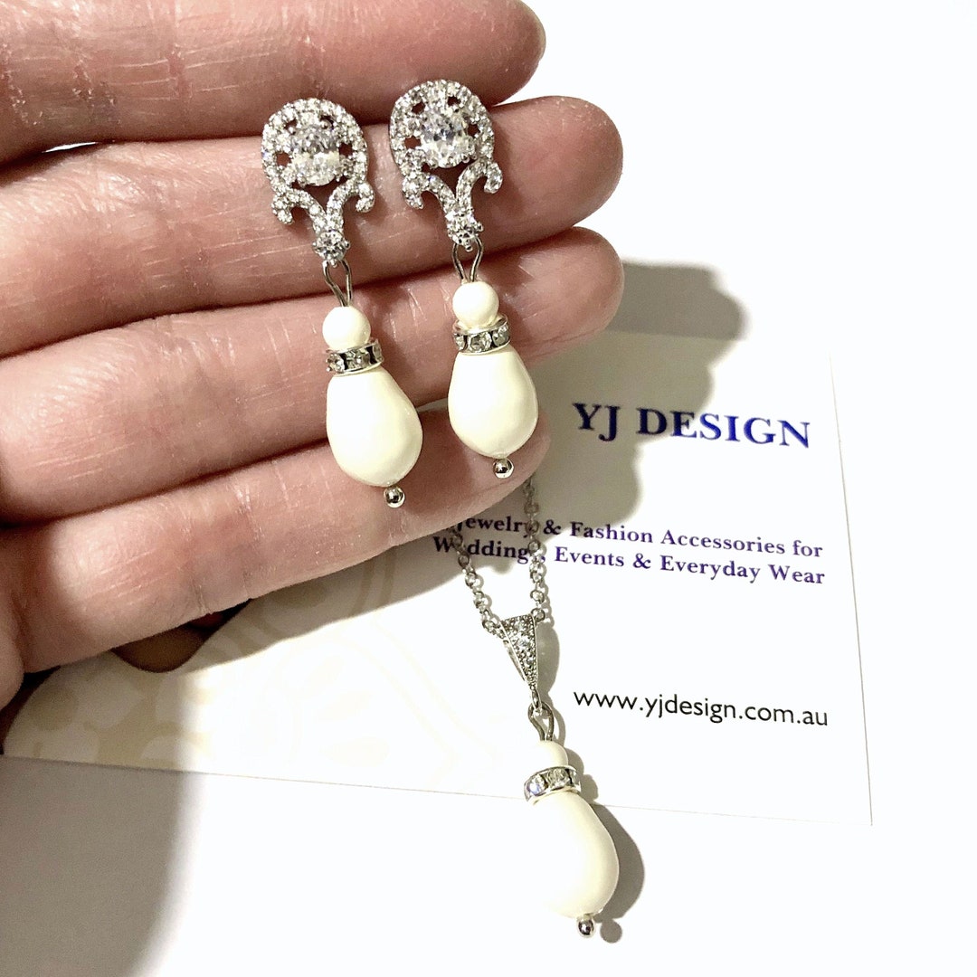 Regency Bridal Jewelry Set, Bridgerton Vintage Style Earrings, Pearl ...