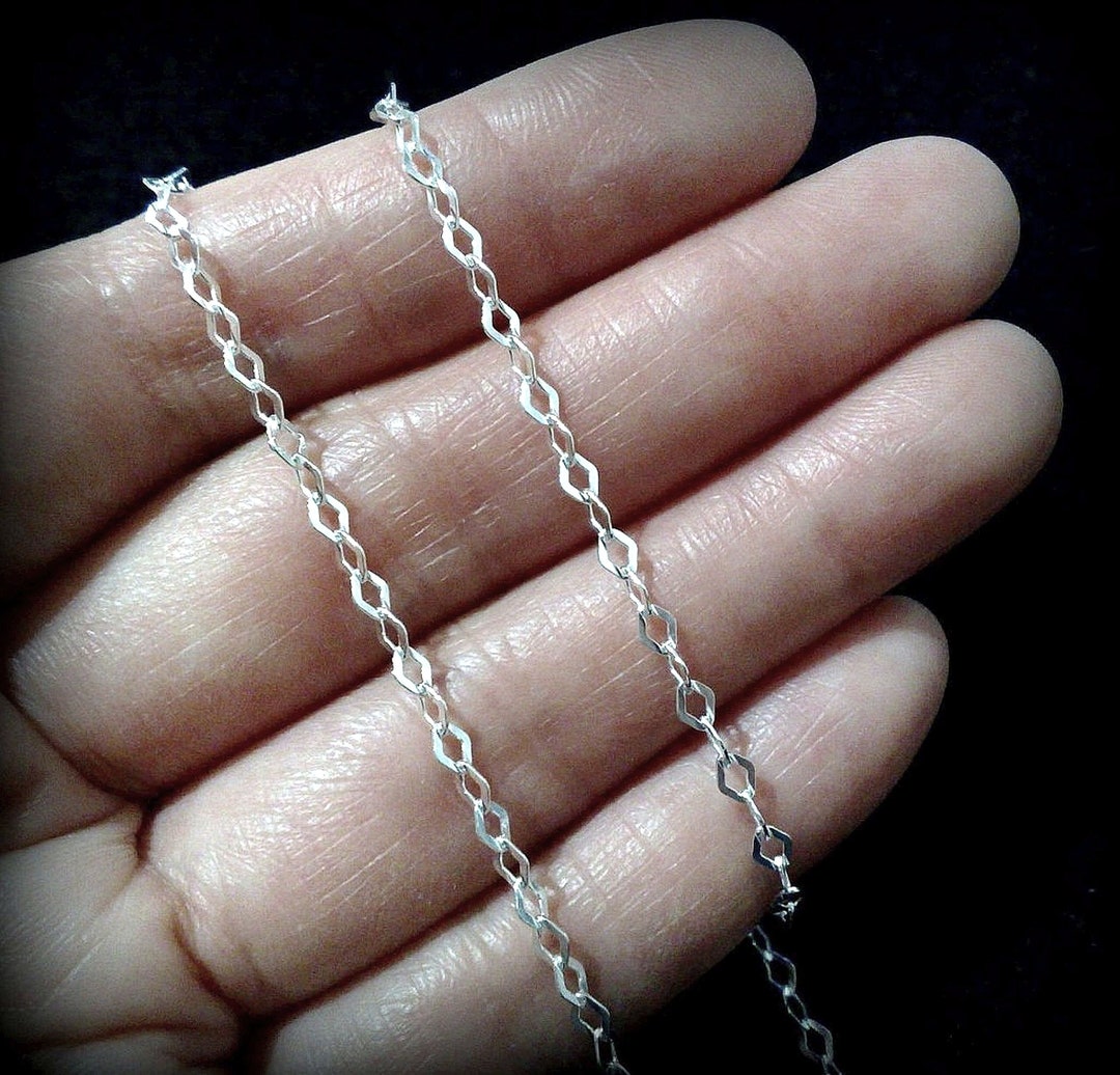 Sterling Silver Chain, Geometric DIAMOND Shape Chain, Fancy Specialty ...