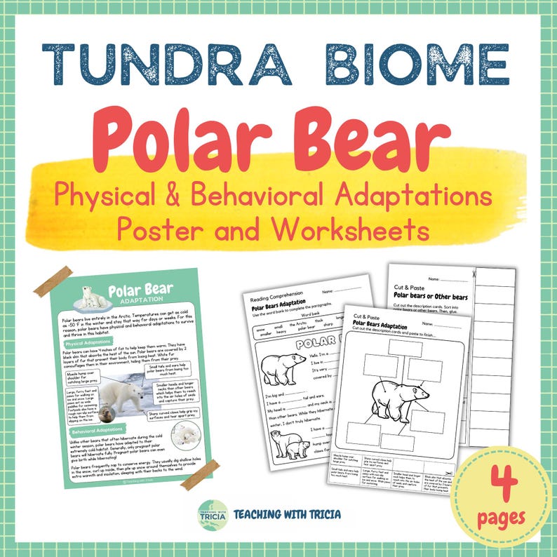 Tundra Biome - Polar Bear: Physical & Behavioral Adaptations, Poster ...