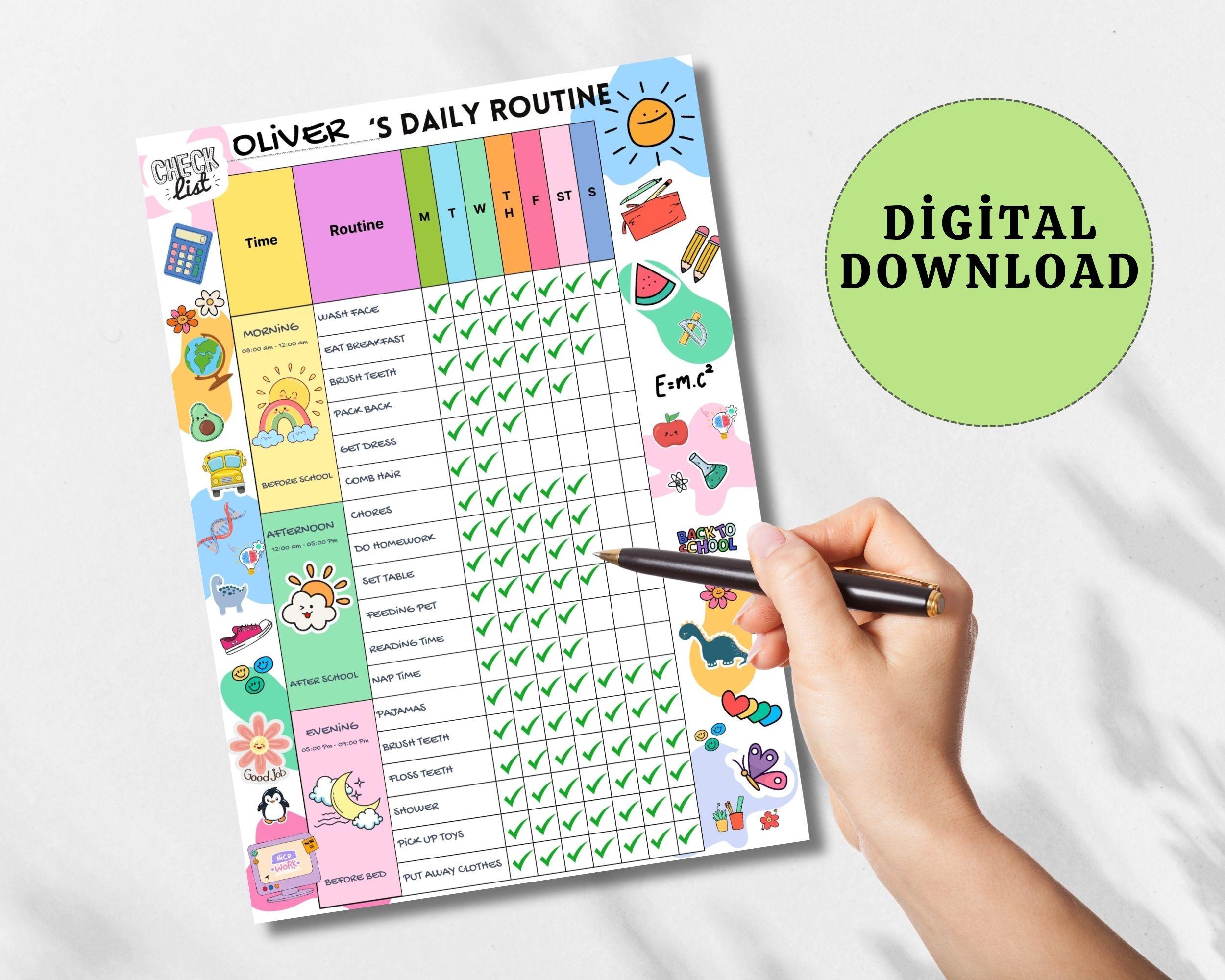 Kids Routine Chart Digital Planner for Kids Adhd Digital Planner for ...
