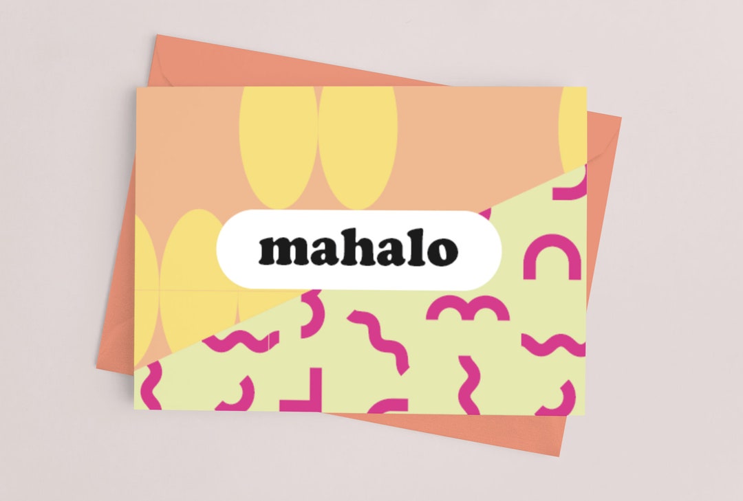 Mahalo Digital Card, Printable Hawaiian Thank You Card, 5x7 Printable ...