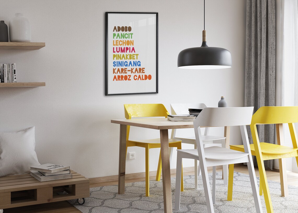 Filipino Food Wall Art Filipino Kitchen Art Minimal - Etsy