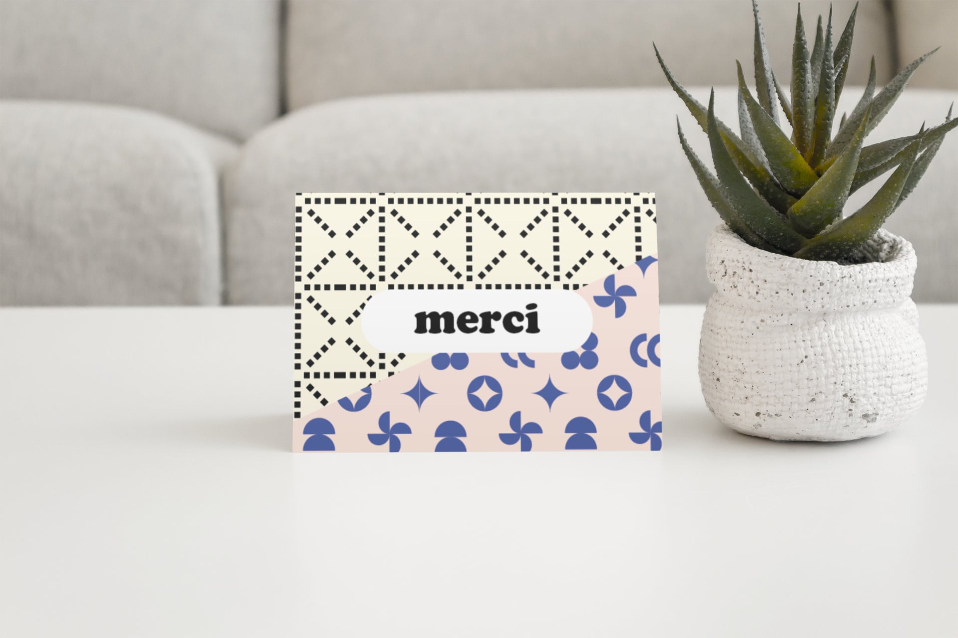 Modern Merci Thank You Card Printable French Thank You Card 5x7 ...