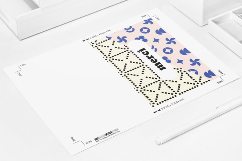 Modern Merci Thank You Card Printable French Thank You Card - Etsy