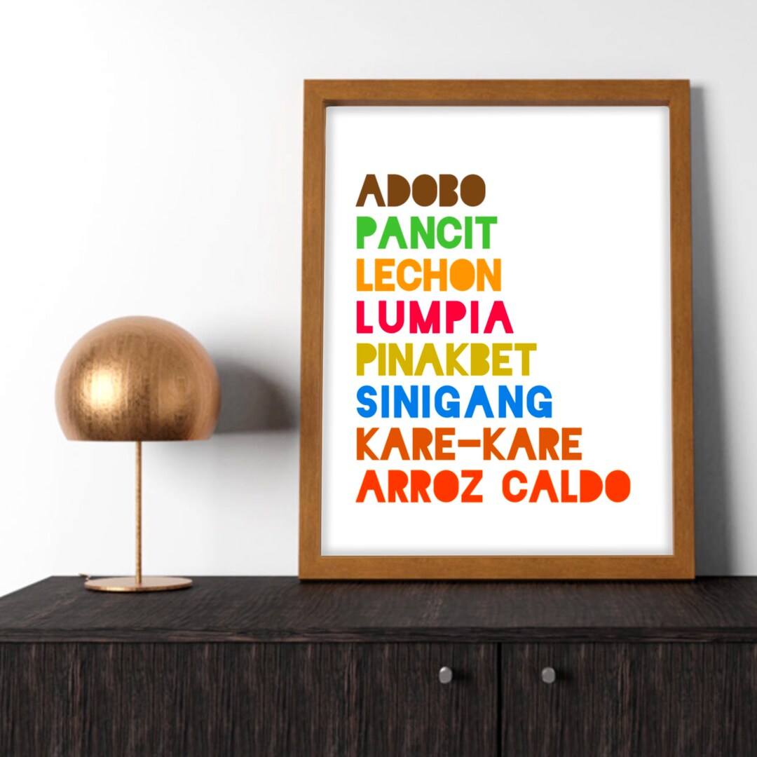 Filipino Food Wall Art Filipino Kitchen Art Minimal Typography Filipino ...