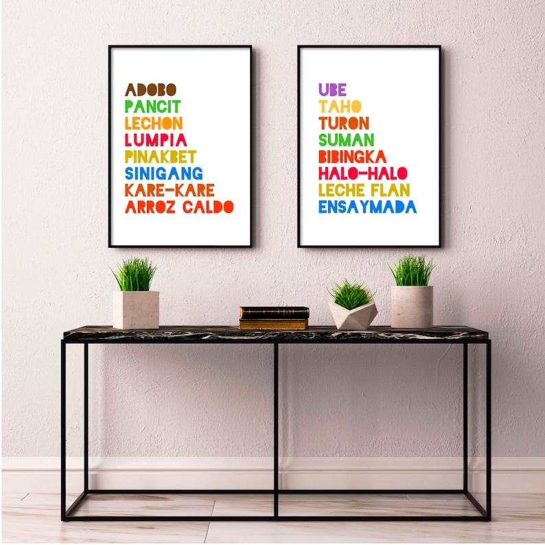 Filipino Food Wall Art Filipino Kitchen Art Minimal Typography Filipino ...