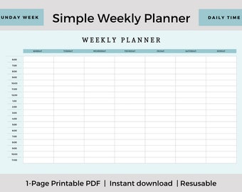 Weekly Planner Printable Ambient Blue - Etsy