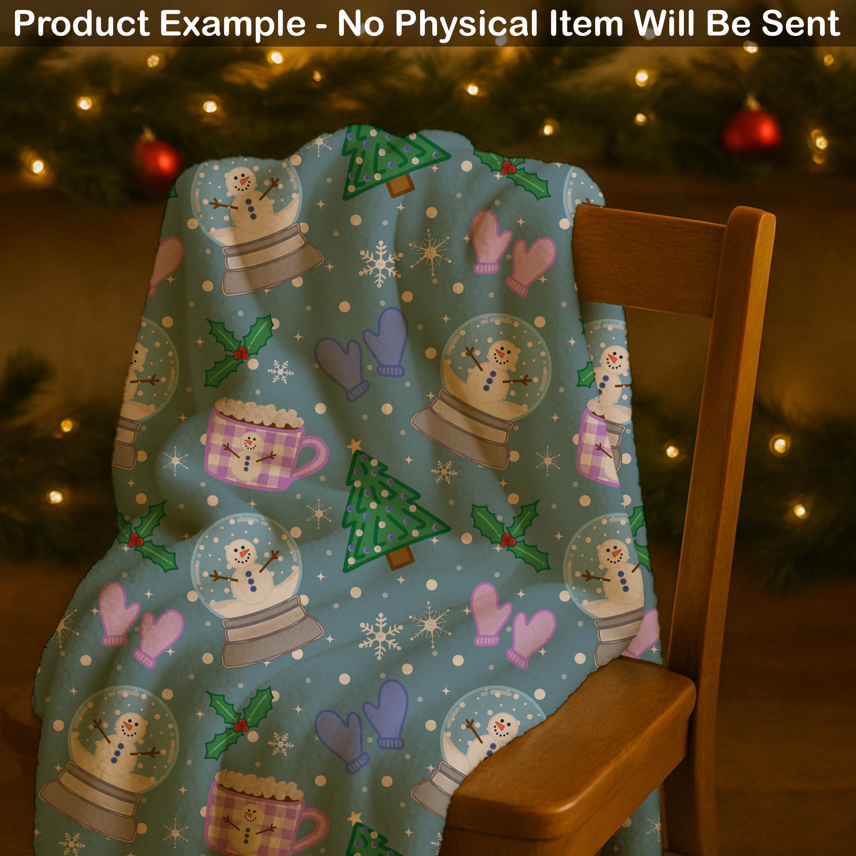 Cozy Cool Icy Blue Winter Snow Globe, Cocoa and Mittens Pattern Hand ...