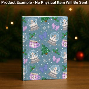 Cozy Cool Icy Blue Winter Snow Globe, Cocoa and Mittens Pattern Hand ...